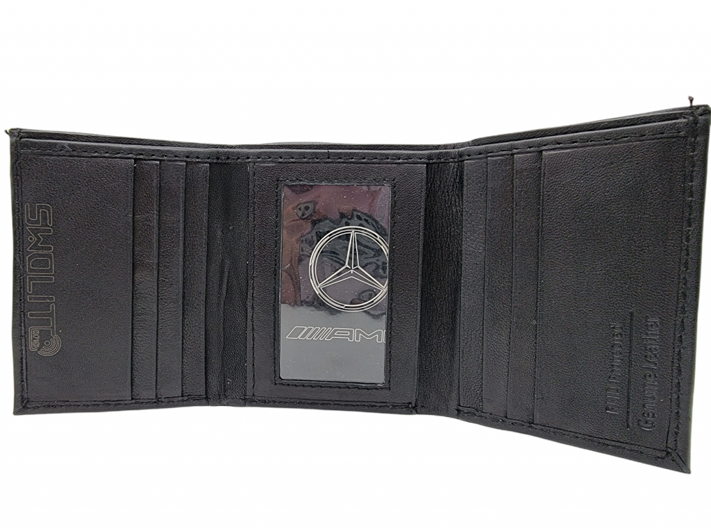 Swolit merchandise Black Genuine Leather Bi-Fold Mercedes AMG Wallet ...