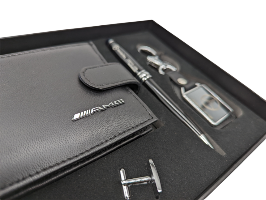 Genuine Leather Mercedes AMG Badge Wallet Sport Wallet, Key Fob, Pen ...