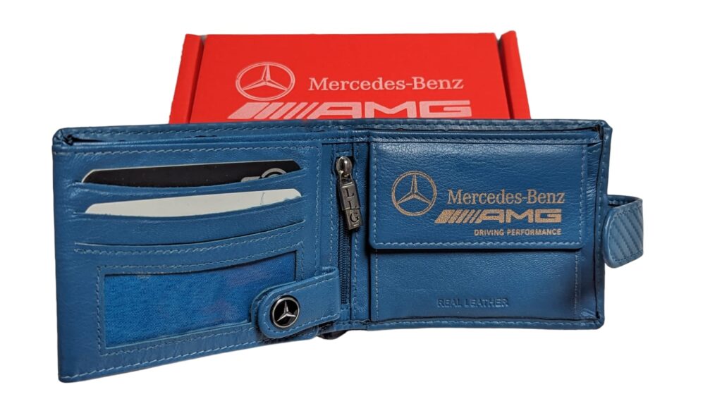 Blue Carbon Fibre Genuine Leather, Mercedes AMG Wallet with Rfid ...